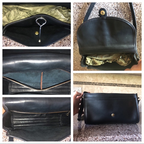 Coach | Bags | Rare Vintage Dark Navy Leather Coach Roll Bag9887 | Poshmark